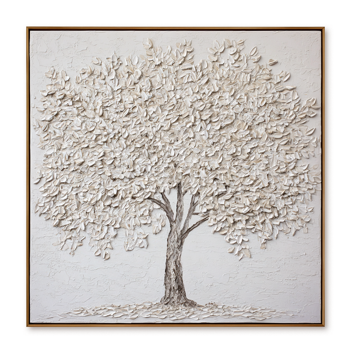 Whispering White Tree – Textured Minimalist Tree Wall Art